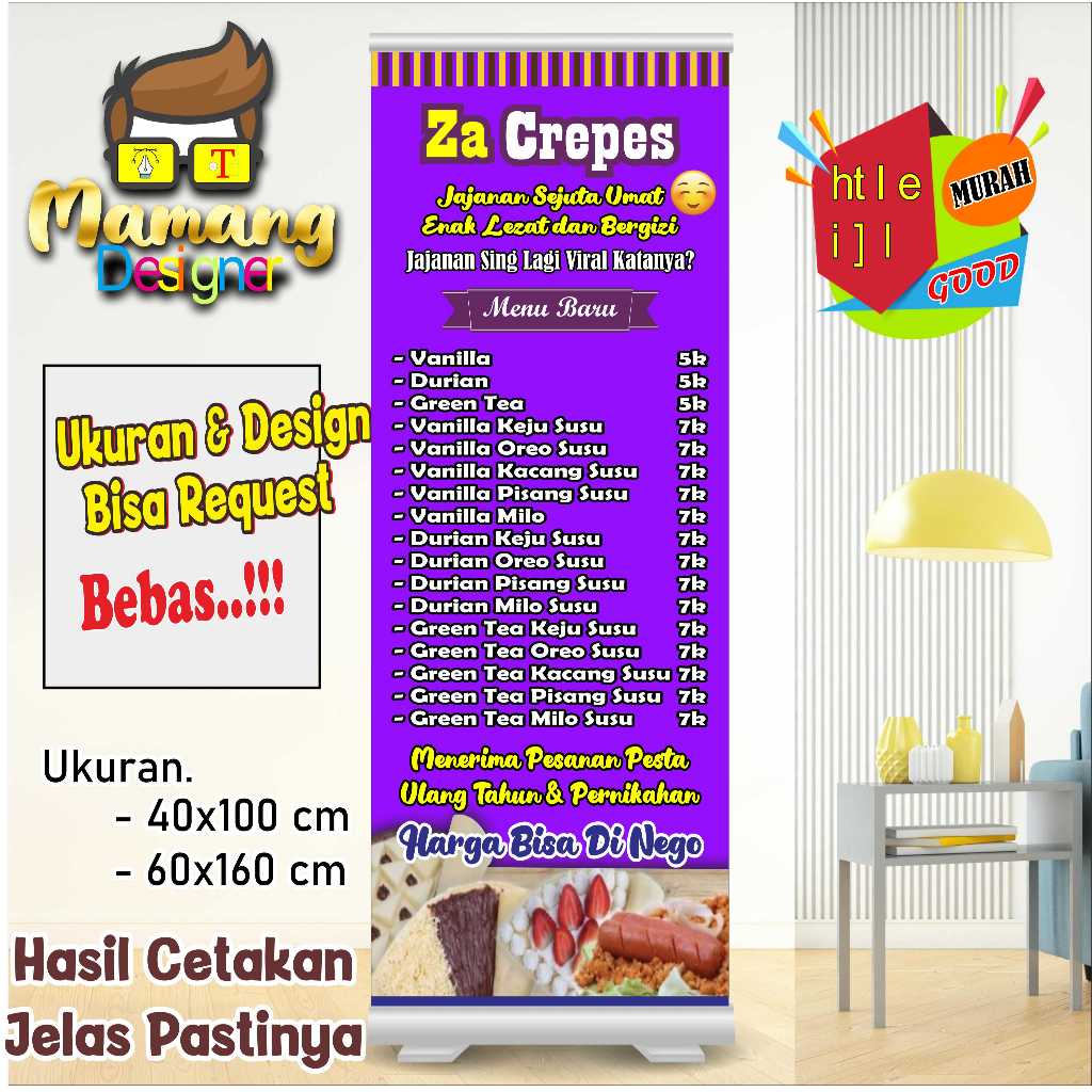 Jual Spanduk Banner Custom Daftar Menu Crepes Bagus Murah bb | Shopee ...
