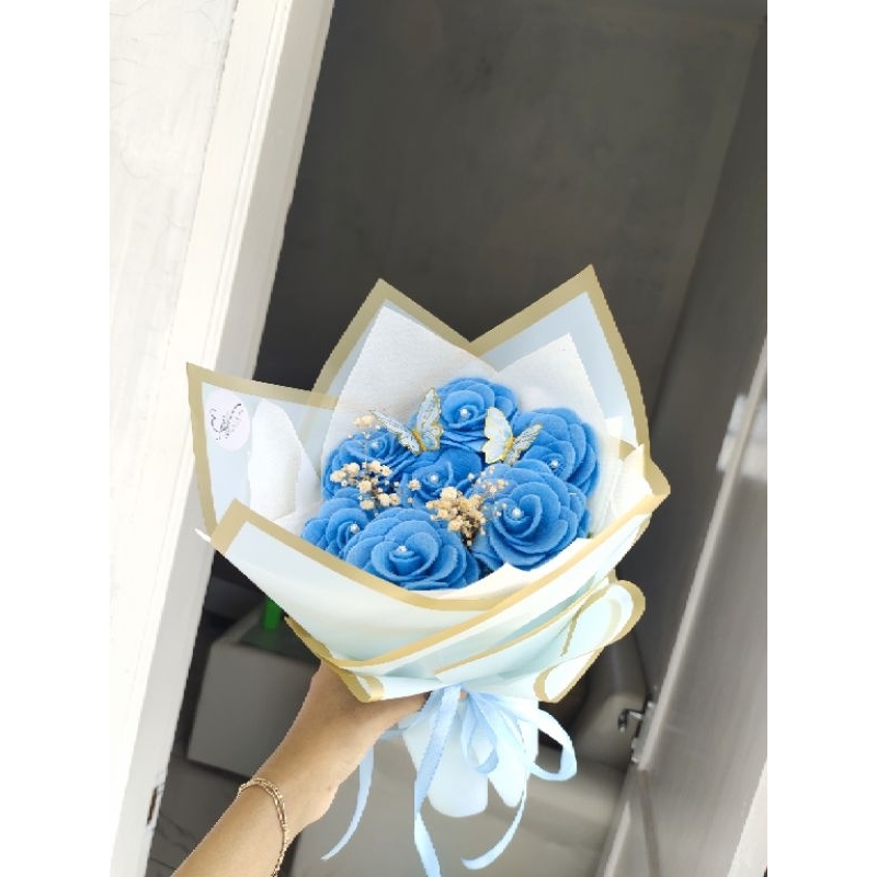 Jual ( Round Buket ) Buket bunga Round flanel mix babybreath | Shopee ...