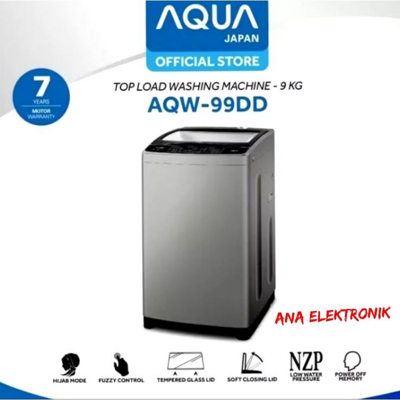 Jual MESIN CUCI AQUA 9 KG AQW-99DD TOF LOADING AUTOMATIC 1 TABUNG HITAM ...