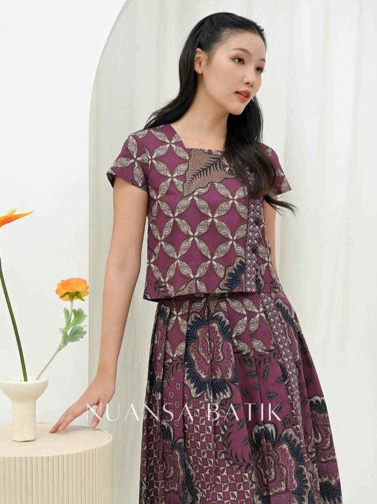 Jual Nuansa Batik Setelan Blouse Batik Model Crop Lengan Pendek Bahan ...