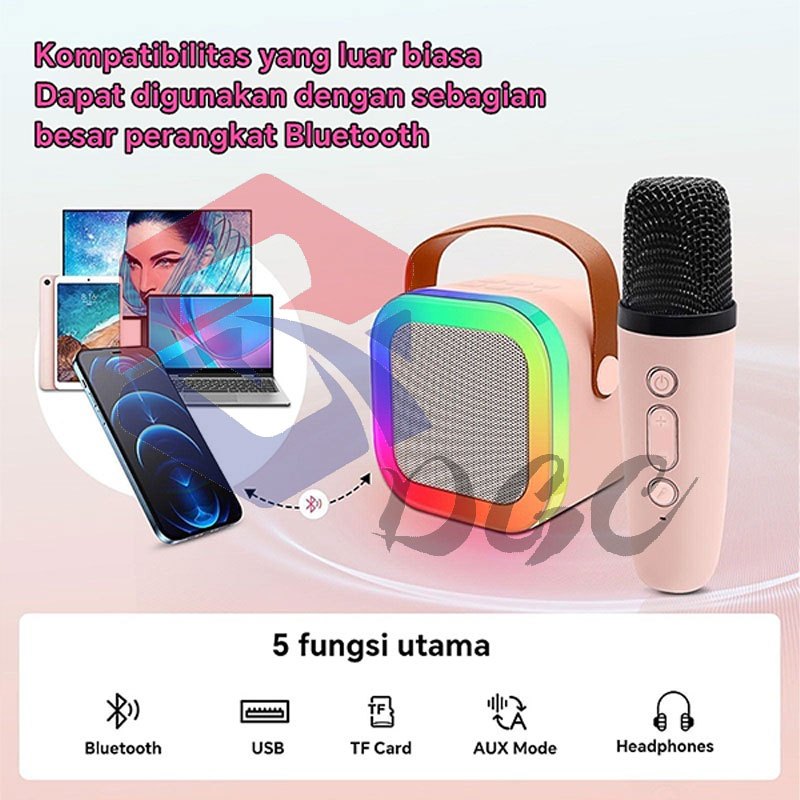 Jual DGC Mini Speaker Bluetooth Karaoke Speaker Mini Bluetooth 2 mic 1 ...