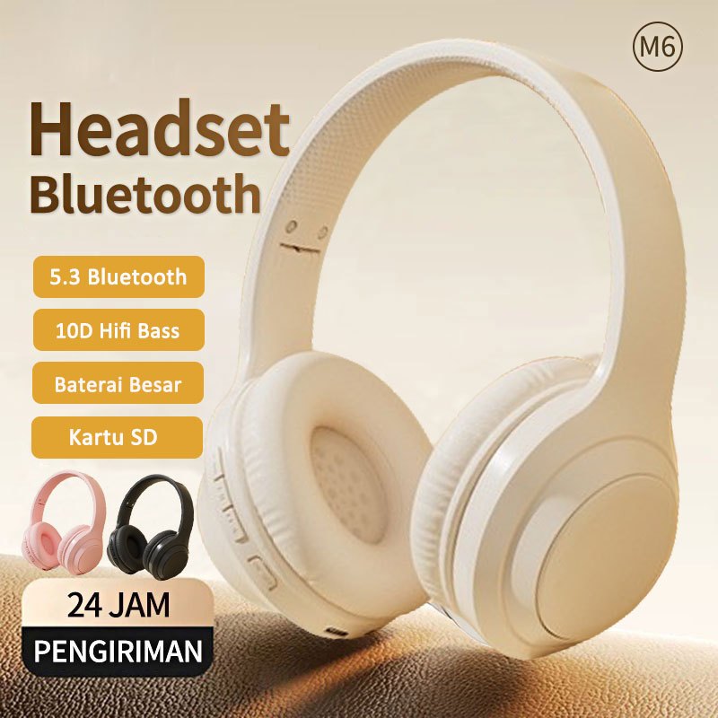 Jual M6 Headphone Bluetooth Wireless Headset Dual HIFI Stereo Noise ...