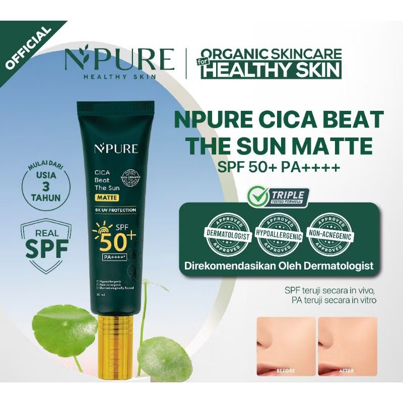 Jual NPURE SUNSCREEN CICA BEAT THE SUN MATTE SPF 50+ PA+++ ~ SUNSCREEN ...