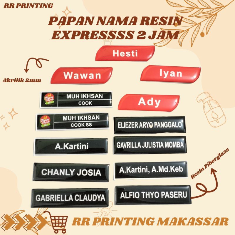 Jual (EXPRES 2JAM) PAPAN NAMA DADA CEMBUNG RESIN - NAME TAG EXPRESS ...