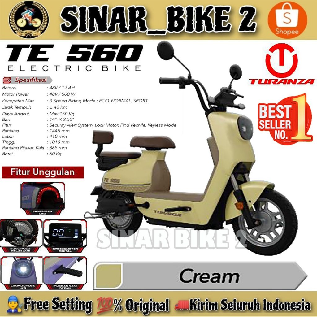 Jual Sepeda Listrik TURANZA TE 560 BY PACIFIC 500 Watt Electric E Bike ...