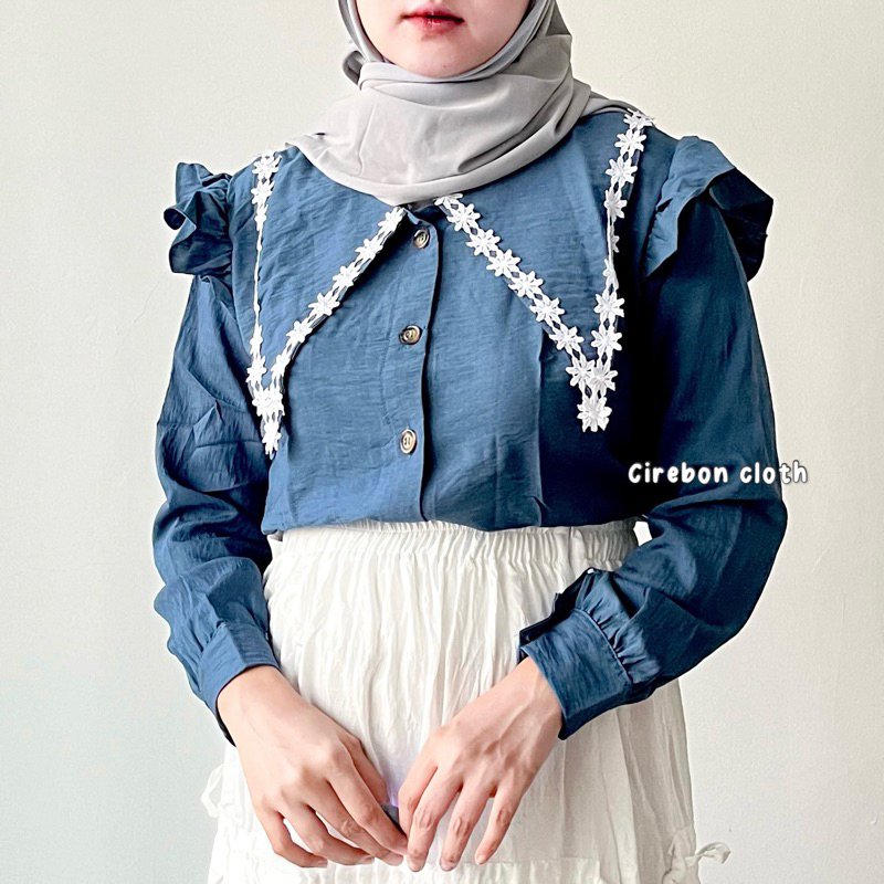 Jual Cirebon Cloth - Vena Blouse / Kemeja Wanita Kerah Sailor Renda ...