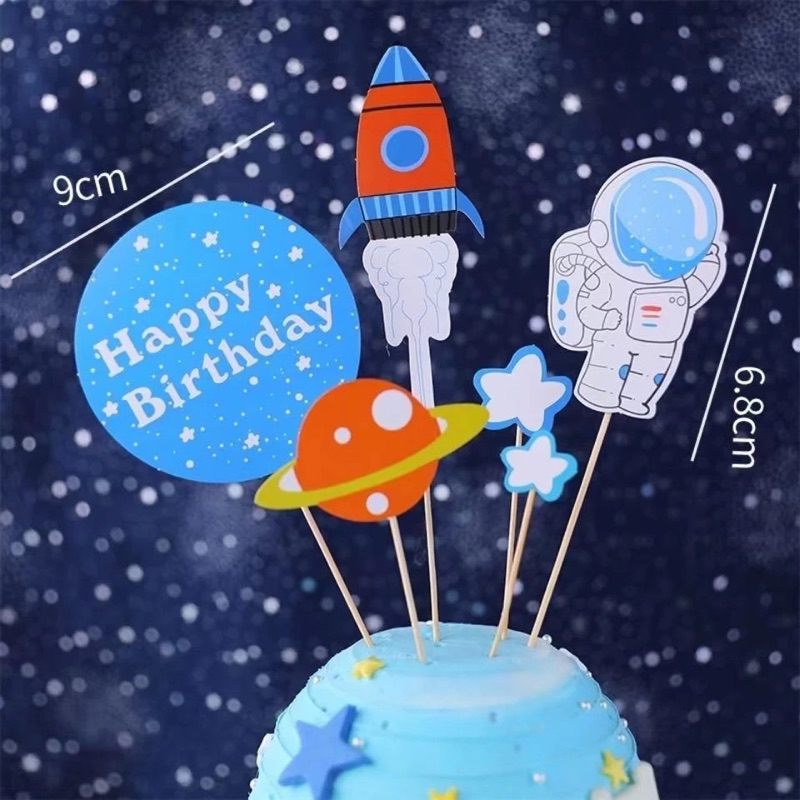 Jual Cake topper kertas tema luar angkasa galaksi galaxy astronot ...