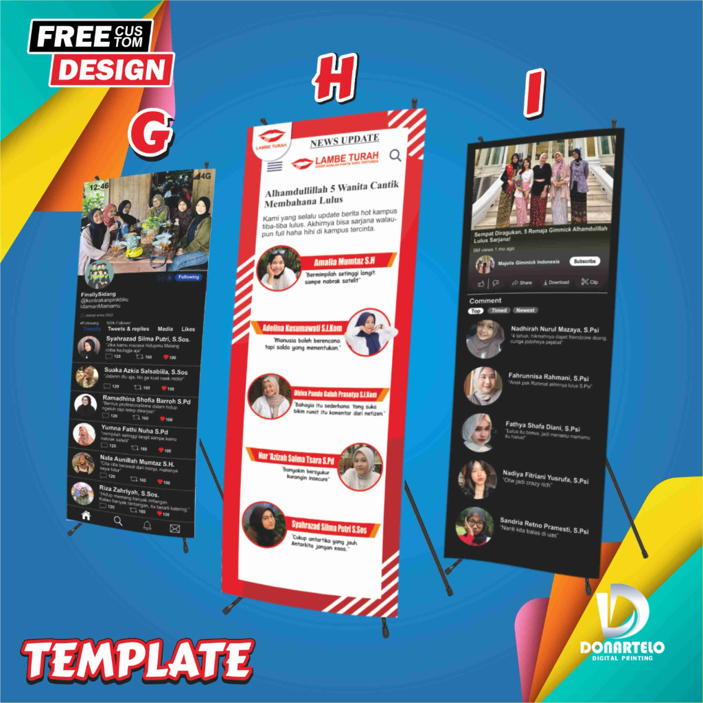 Jual FREE DESAIN Cetak X Banner 160cm X 60cm 1 hari jadi, BANNER WISUDA ...