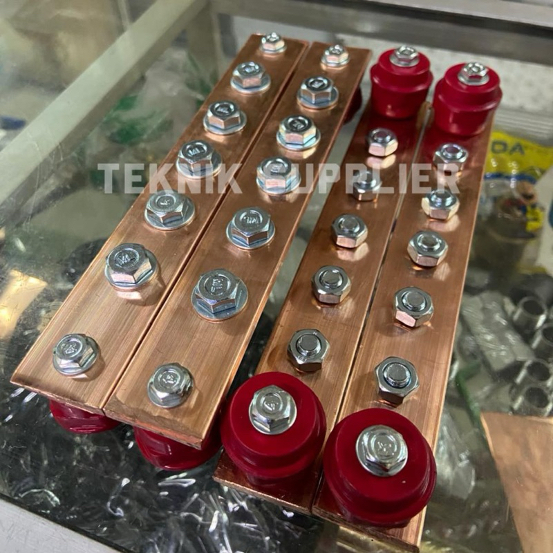 Jual busbar tembaga murni 5mm x 30mm x 200mm komplit / busbar grounding ...