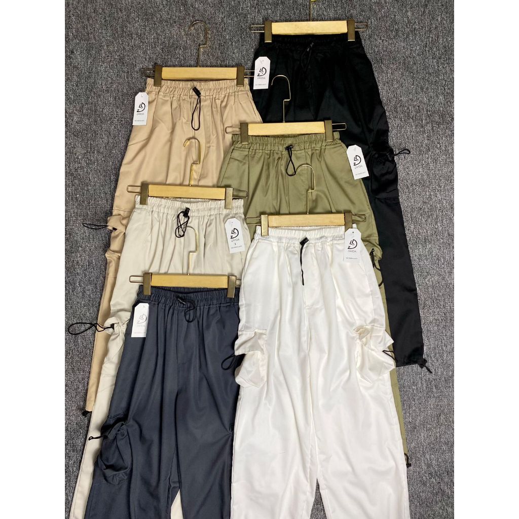 Jual ZAYIDA - Kiya Cargo Pants Wanita Highwaist Loose Korean Style Jumbo - Celana Kargo Wanita ...