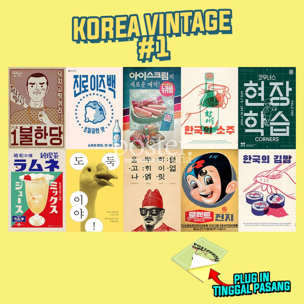 Jual Poster Korea Vintage Aesthetic | Stiker dinding kamar retro ...