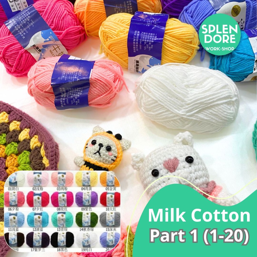 Jual kode 1-20 Benang Yarn Milk Cotton Rajut Merajut Knit Crochet Katun ...