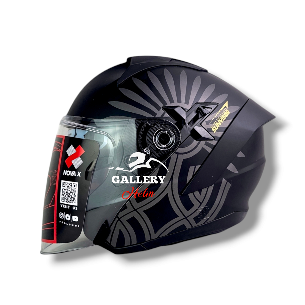 Jual Helm JPX Half Face Nova X Motif V2.0 N9 Black Doff Nusantara ...