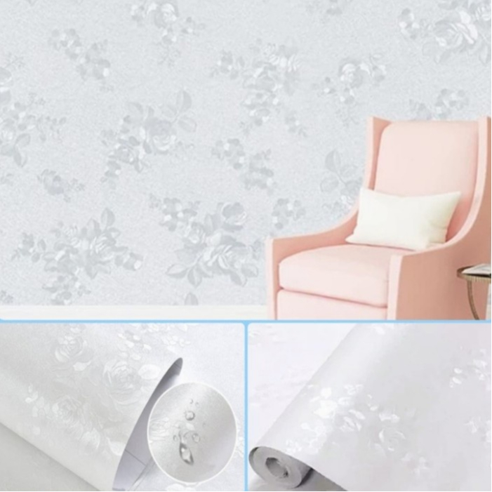 Jual Wallpaper Dinding Polos Bunga Putih Ukuran 45Cm X 8Meter | Shopee ...