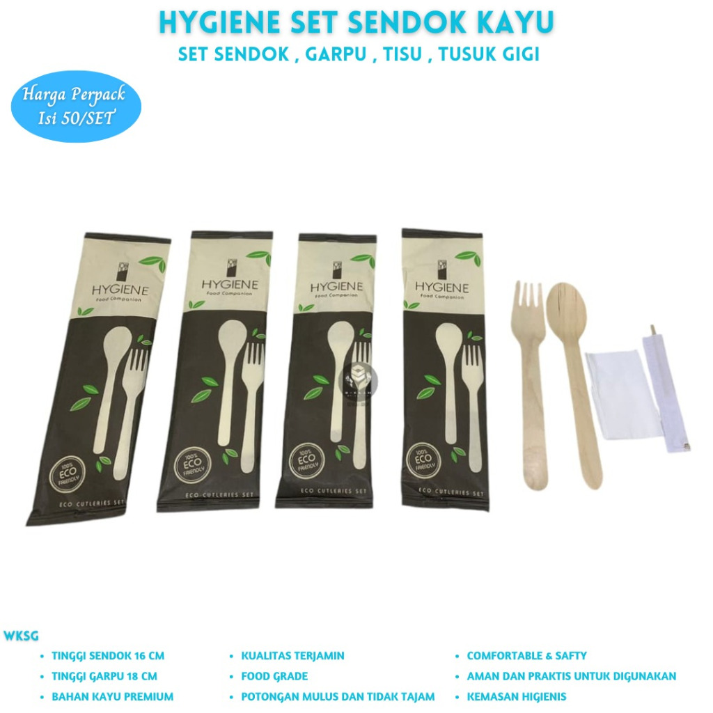 Jual Cutleries Set Sendok Garpu Kayu Tisu Tusuk Gigi Sendok Makan (Isi ...