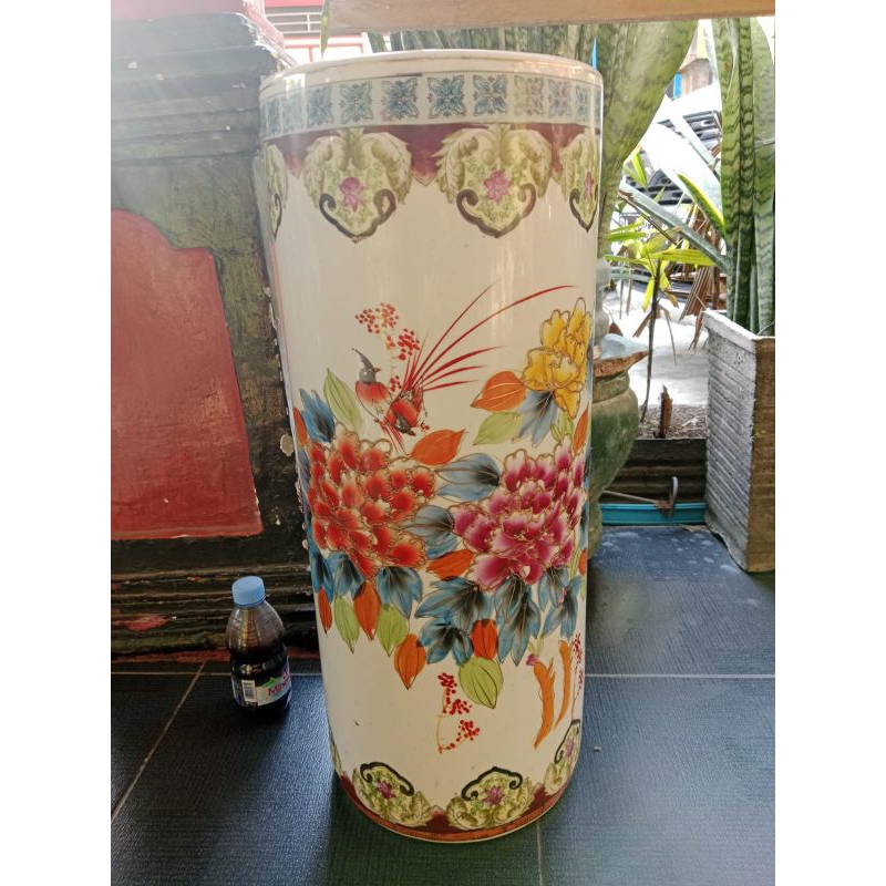 Jual Guci antik china motif burung merak dan bunga porselen tinggi 62cm ...