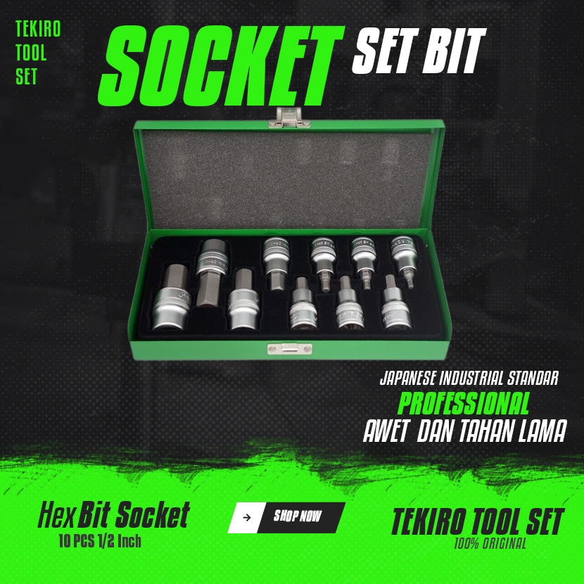 Jual TEKIRO Kunci Mata Socket Shock 10 PCS 1/2inch Mata Sock Kunci Sok Alat Perkakas Tukang (HEX ...
