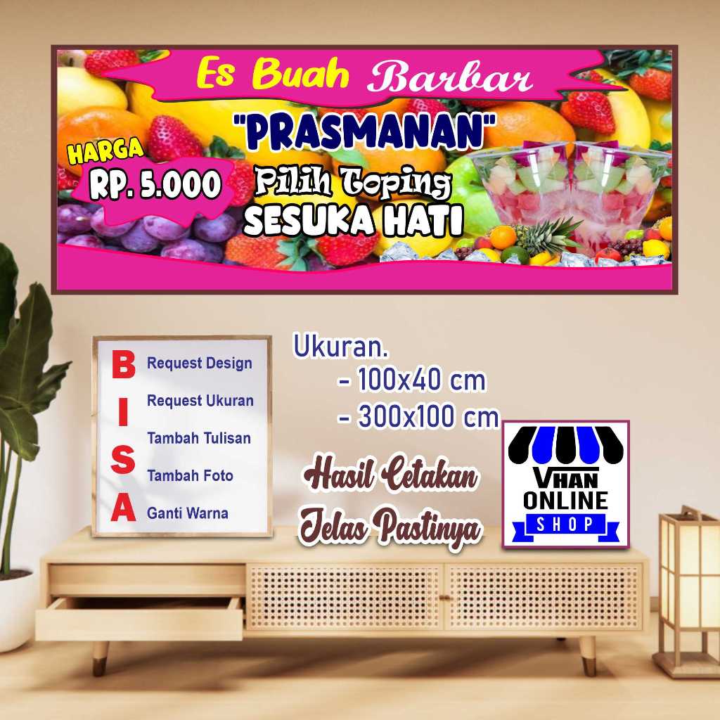 Jual Spanduk Banner Custom Es Buah Segar Warna Cerah Bagus | Shopee ...