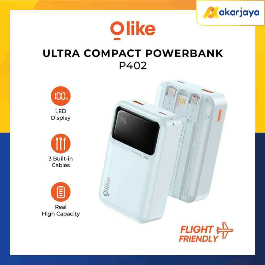 Jual Olike P402 Powerbank 20.000 mAh 3 in 1 Built-in Cables USB Type C ...