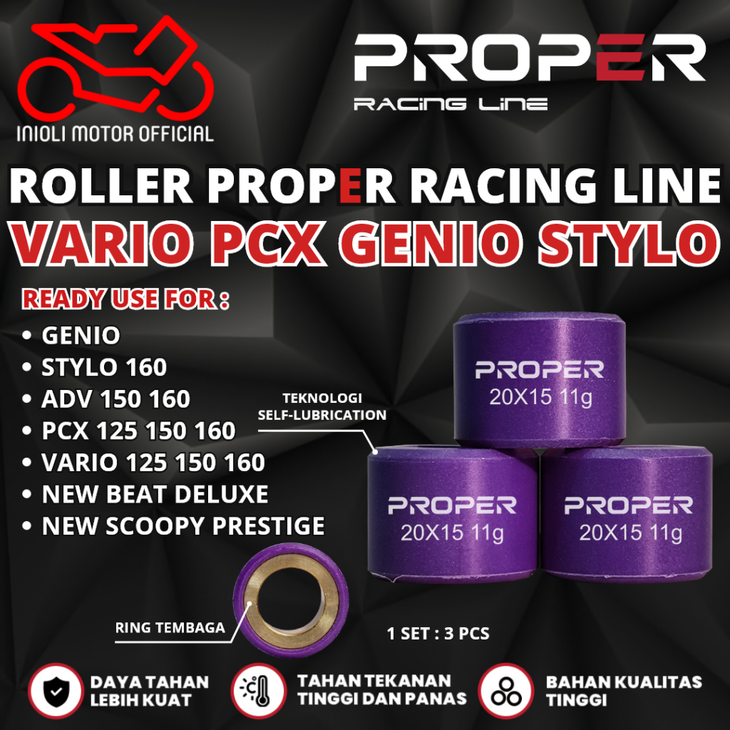 Jual ROLLER PROPER RACING LINE ADV PCX VARIO 125 150 160 STYLO GENIO ...