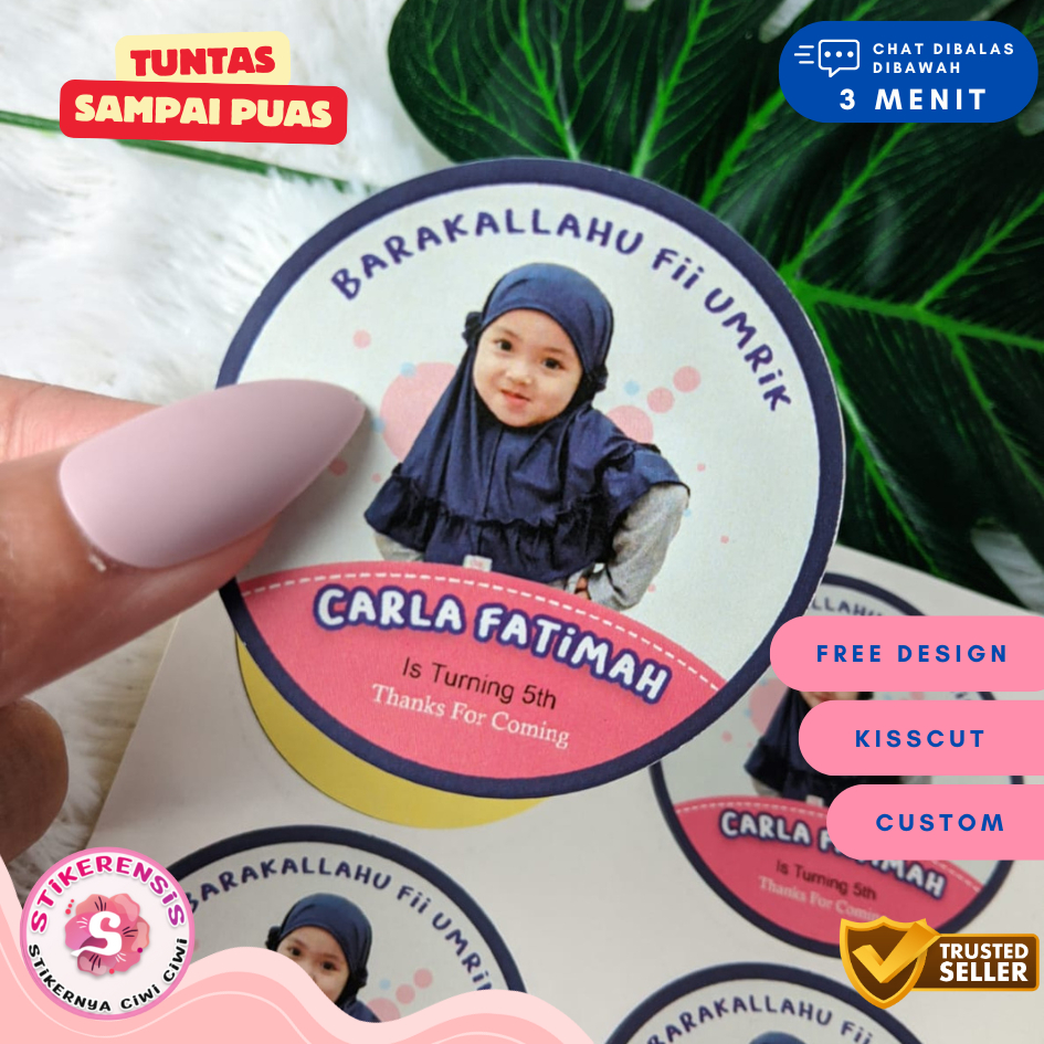 Jual 5-8 Sticker Ulang Tahun Stiker Label Ultah Anak Bulat Stiker ...