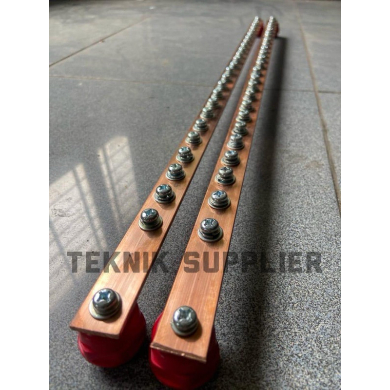 Jual busbar tembaga 3mm x 15mm x 1meter 10baut M6 komplit / busbar ...