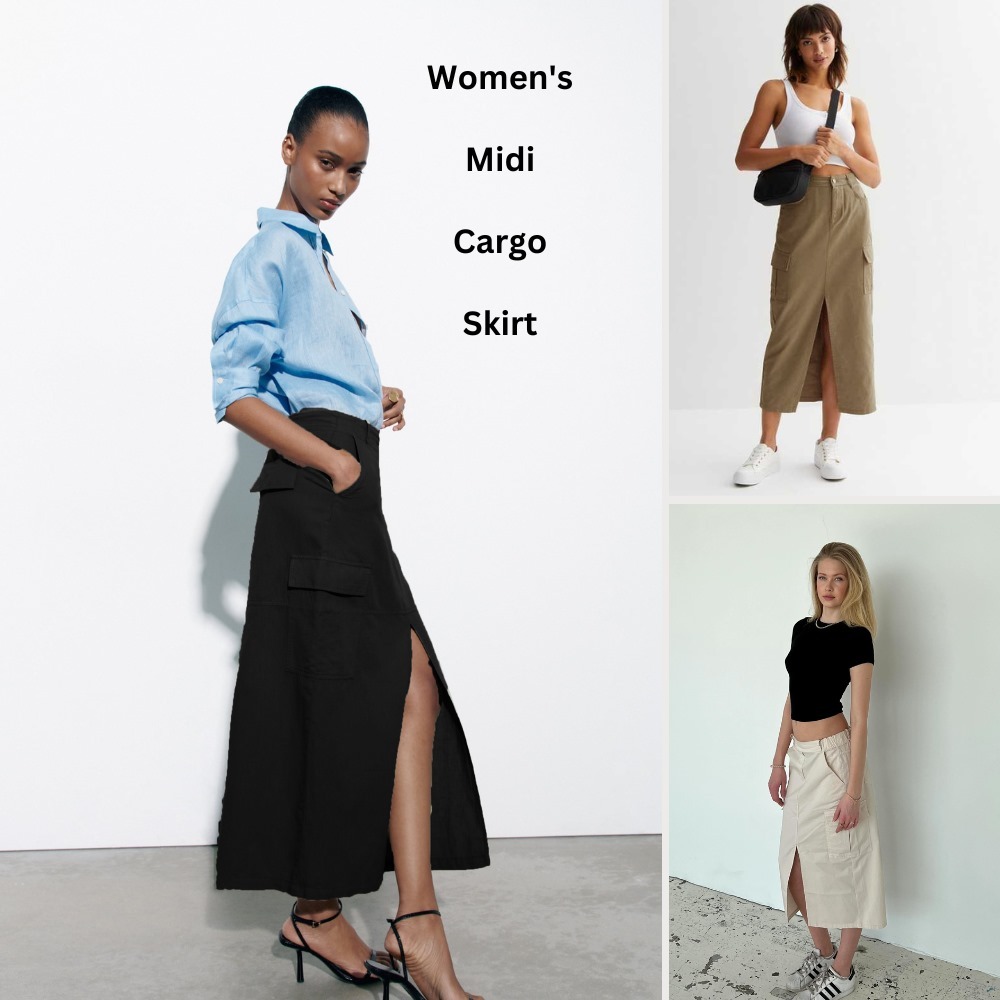 Jual Rok Rampel Wanita Cotton Stretch Highrise (ZR51 CARGO MIDI SKIRT ...