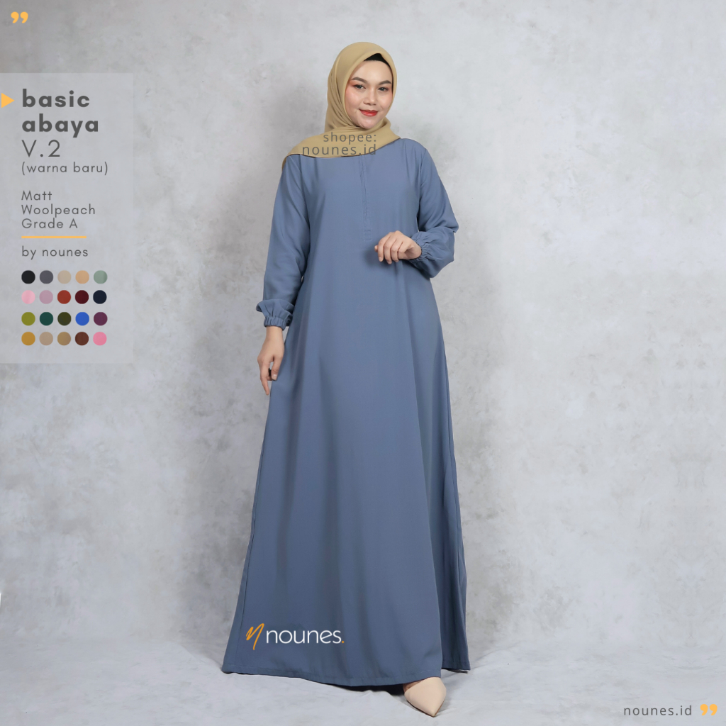 Jual Nounes Basic Abaya Dress Vol 2 Warna Gamis Daily Polos Wanita matt Wolfis Grade A | Shopee ...