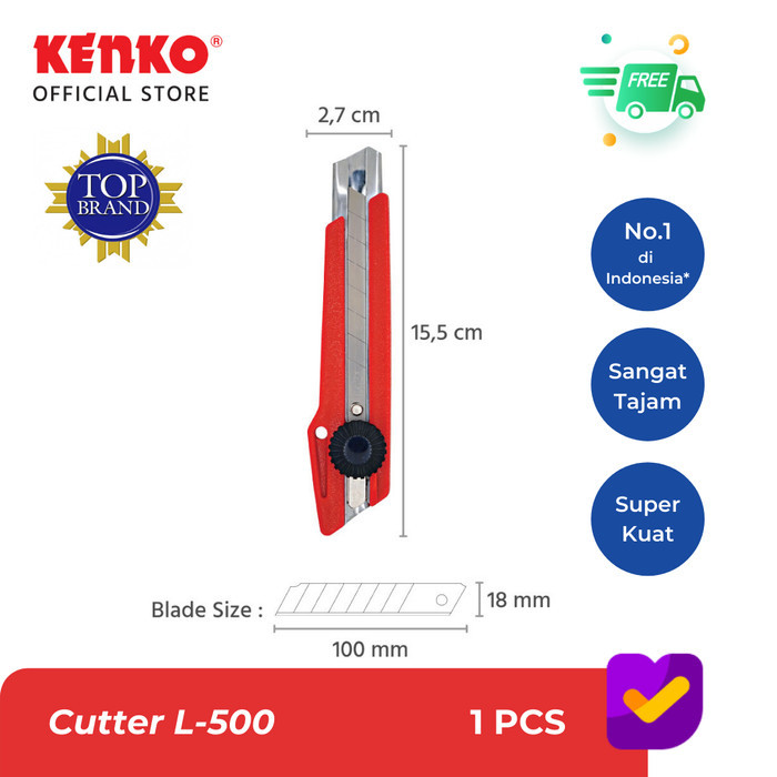 Jual KENKO CUTTER / Pisau Pemotong Kertas L-500 (18 Mm Blade) | Shopee ...