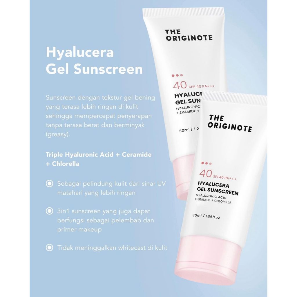 Jual The Originote Hyalucera Gel Sunscreen SPF 40 PA+++ Tabir Surya ...