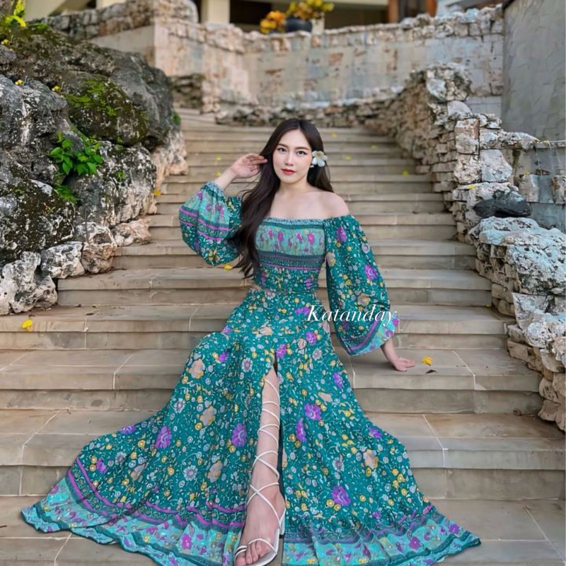 Jual KATAN BALI Kalene Set Long Dress, Sabrina Set Lengan Panjang, One ...