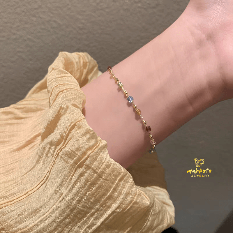 Jual G87 Gelang Tangan Titanium Premium Wanita Model Manik-Manik Warna ...