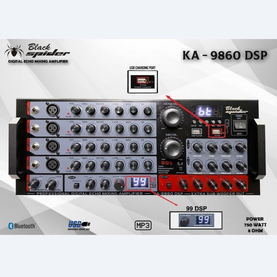 Jual AMPLIFIER BLACKSPIDER KA 9860 DSP AMPLI BLACK SPIDER KA9860 new model 99dsp | Shopee Indonesia