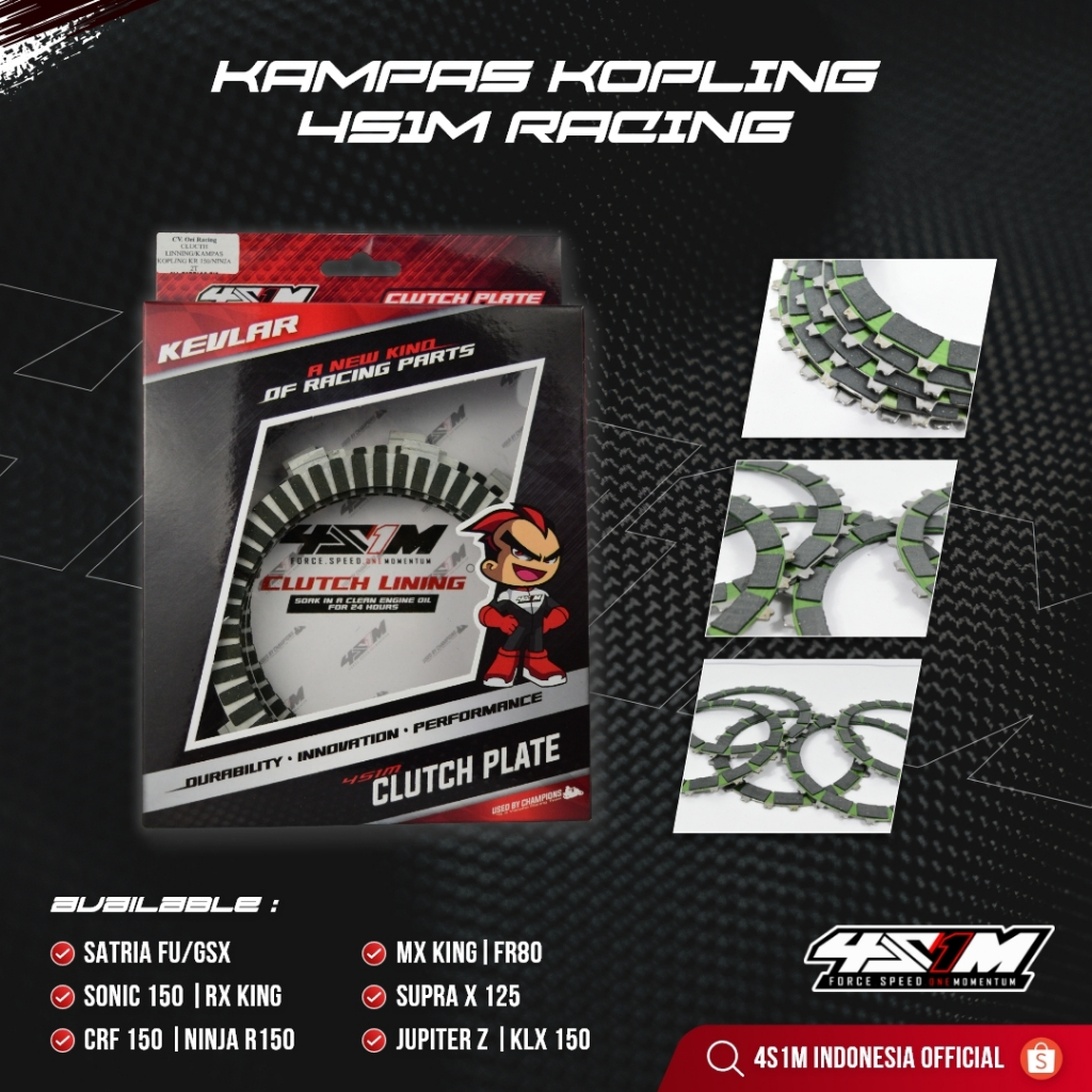 Jual KAMPAS KOPLING KEVLAR 4S1M RACING SATRIA FU/GSX -SONIC 150 -CRF 150 -RX KING -NINJA R150 ...