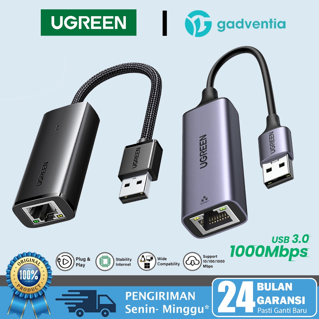 Jual Ugreen Kabel Ethernet USB 3.0 Adapter To Cable Lan RJ45 1000Mbps ...