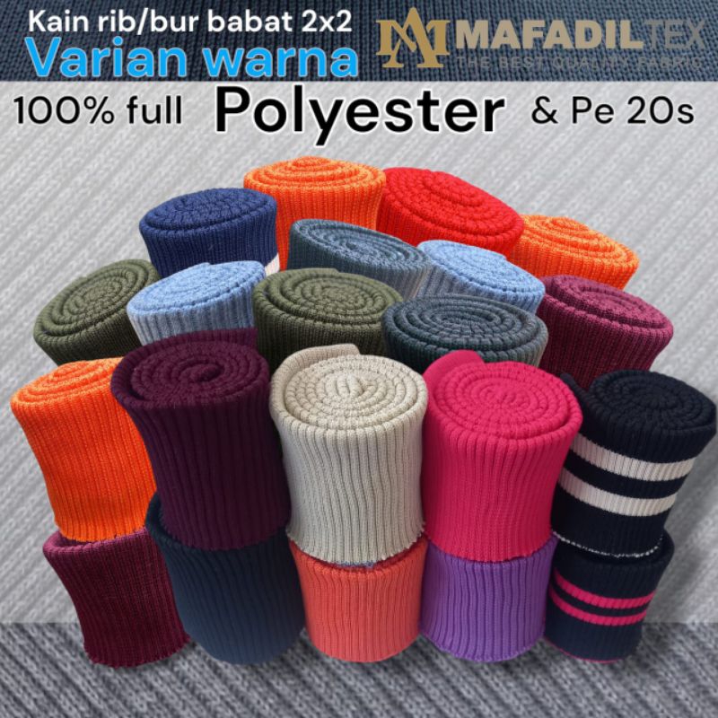 Jual Kain Rib/bur babat 2x2 warna polos dan stripe tebal polyester pe ...