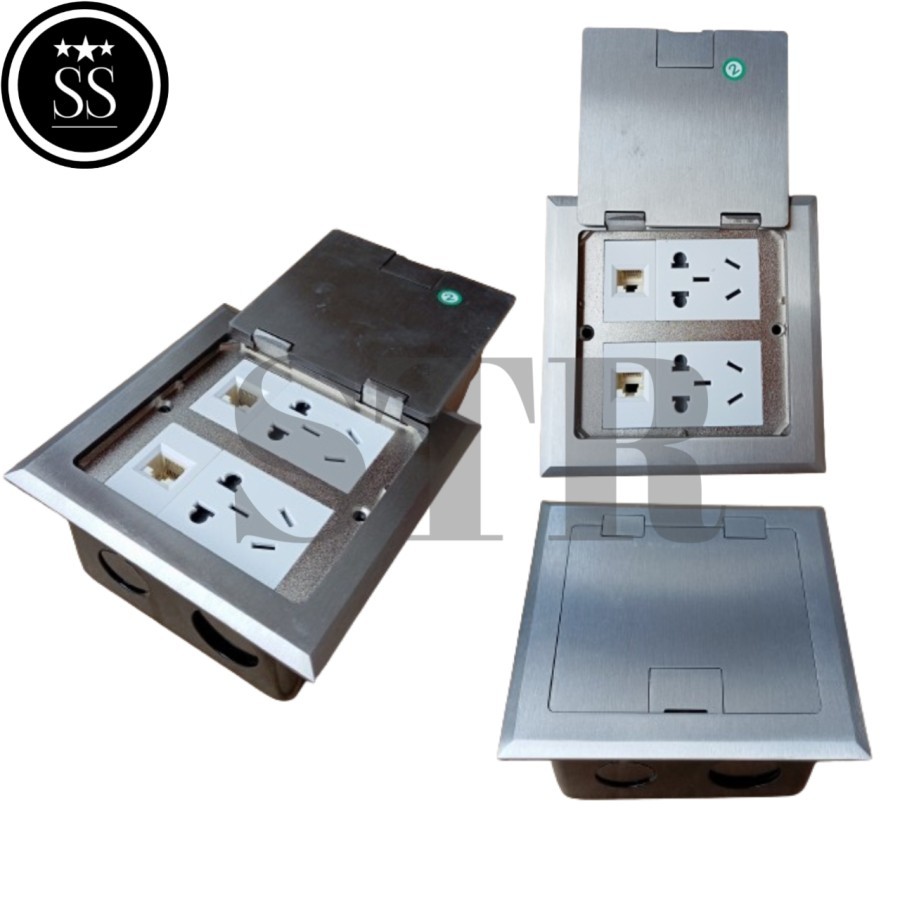 Jual Floor socket / Box soket 2 rj45 lan 2 listrik meja/lantai | Shopee ...