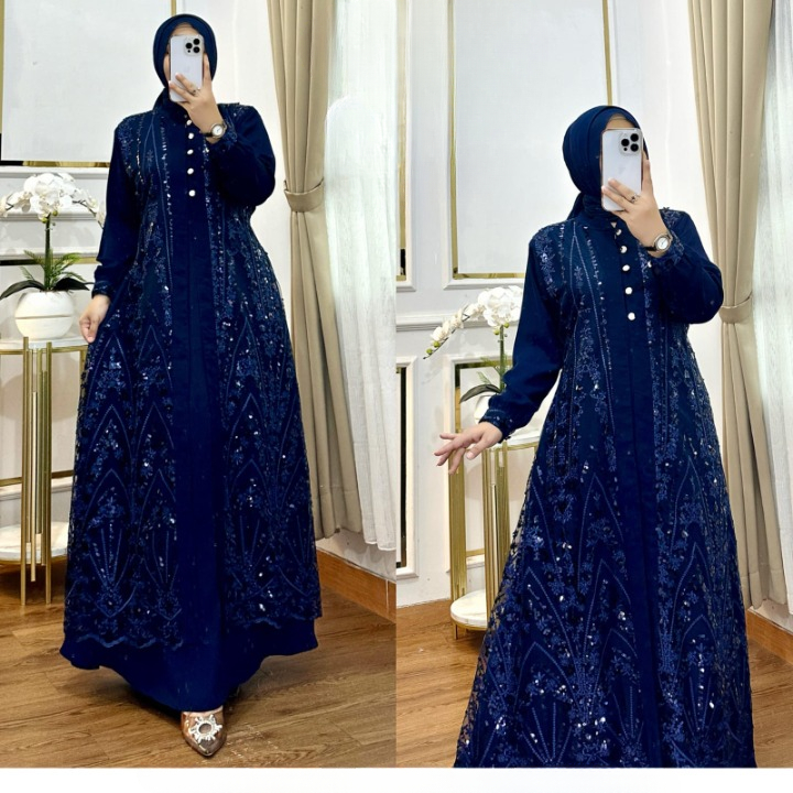 Jual Gamis Brokat Kondangan Quilla Maxy BO Bahan Kain Ceruty Babydoll ...