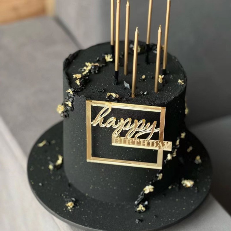 Jual Topper akrilik Happy Birthday kotak square tempel kue cake parcel ...