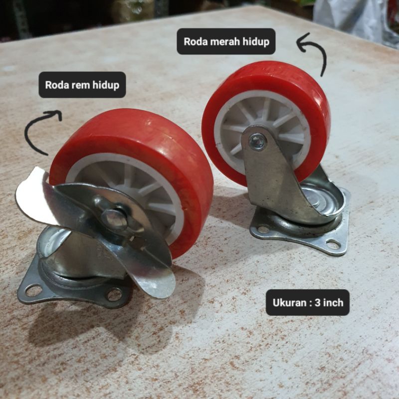 Jual RODA MERAH 3 INCH HIDUP REM | Shopee Indonesia
