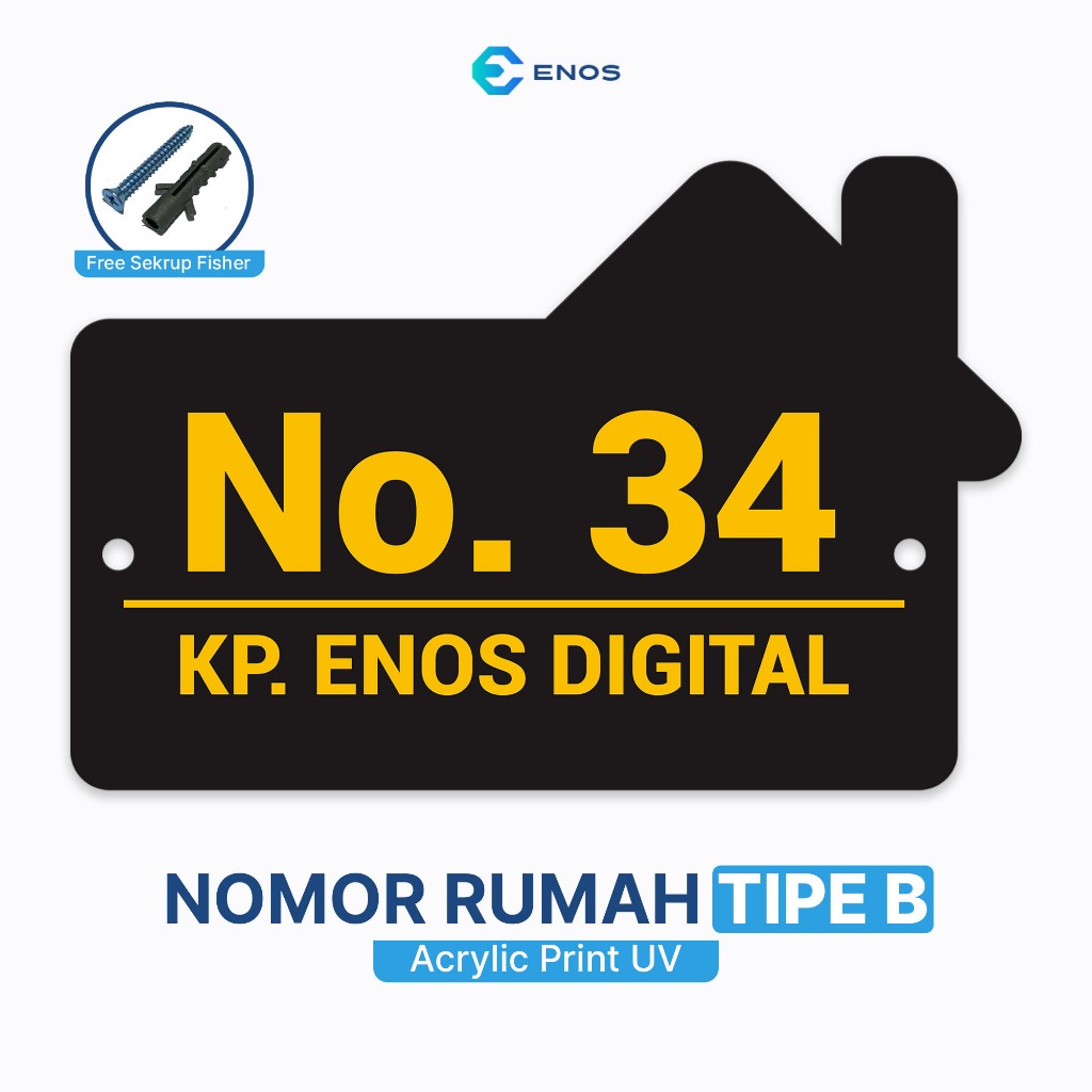 Jual NOMOR RUMAH TYPE B 30 X 20 CM / BAHAN AKRILIK ACRYLIC LASER ...