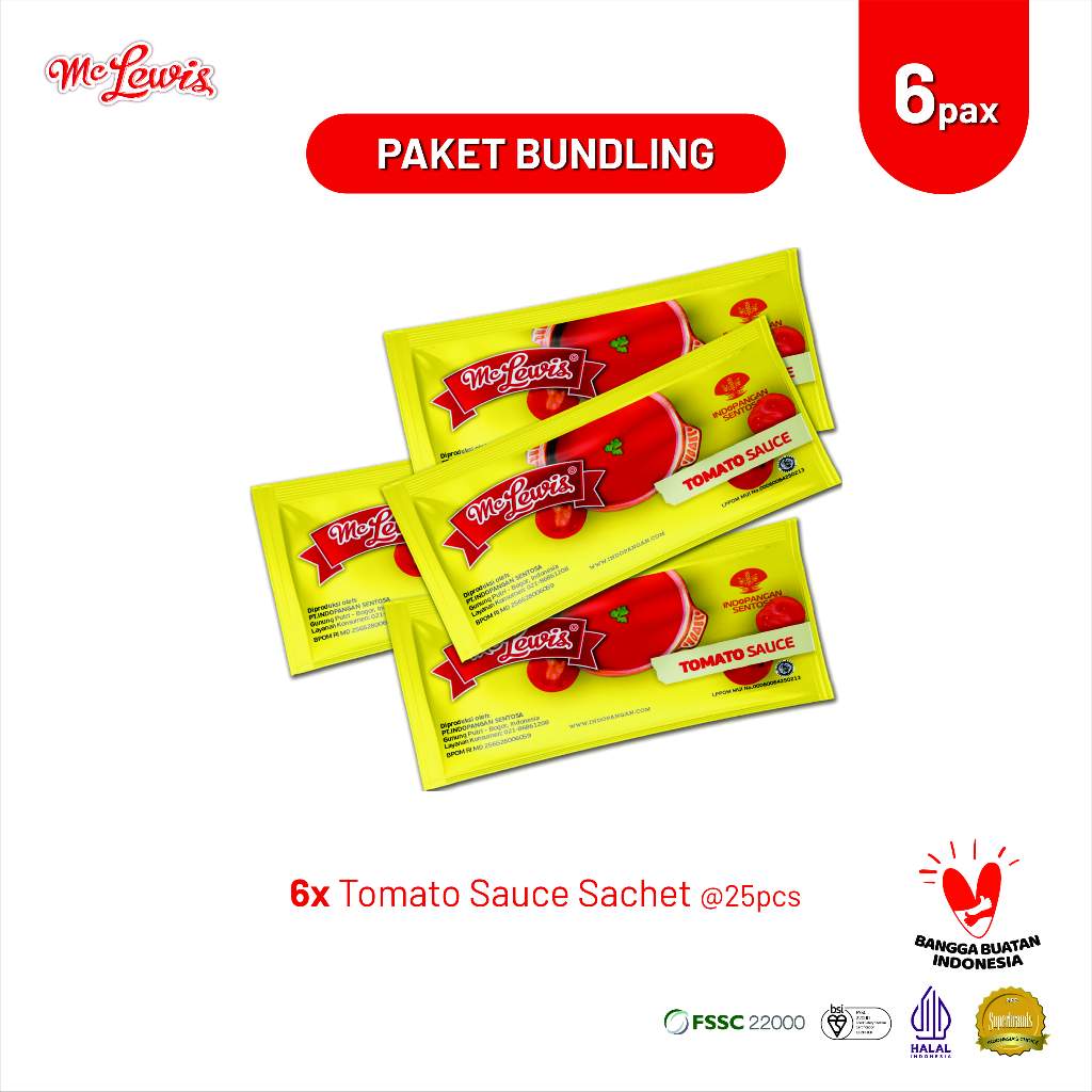 Jual [Paket Bundle] Mc Lewis Tomato Sauce Sachet 8gr x 6 Pack | Shopee ...