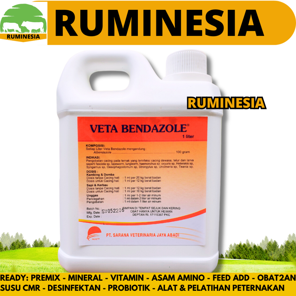 Jual VETA BENDAZOLE 1 LITER - Obat Cacing Ternak - Obat Cacing Sapi ...