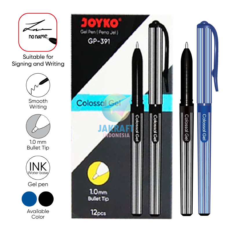 Jual (12 Pcs) GROSIR Pulpen Gel Pen Tanda Tangan JOYKO GP-391 Colossal ...