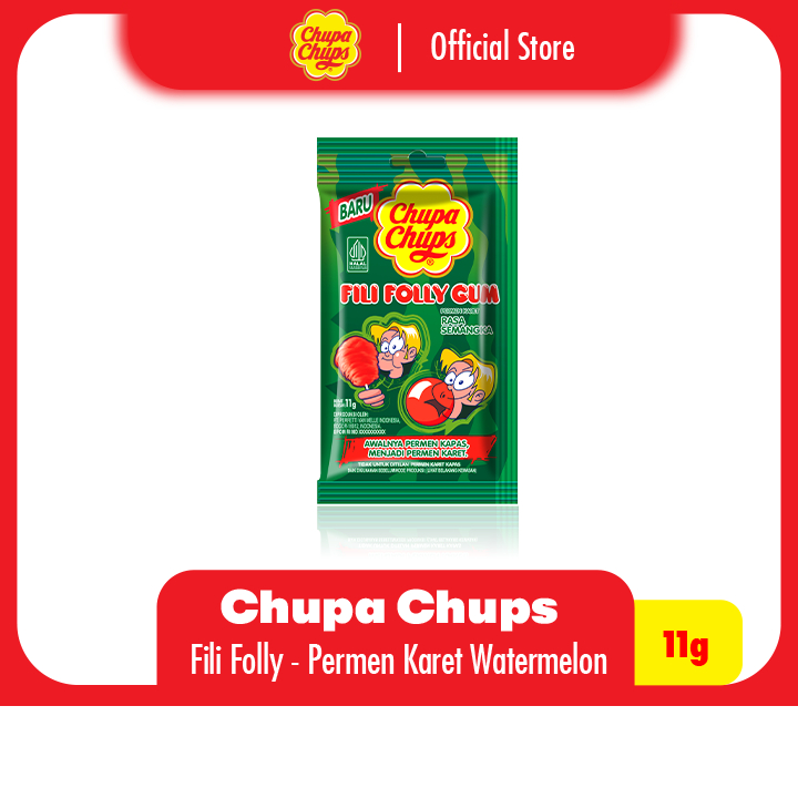 Jual Chupa Chups Fili Folly Watermelon 11g - Permen Karet Gulali Rasa ...