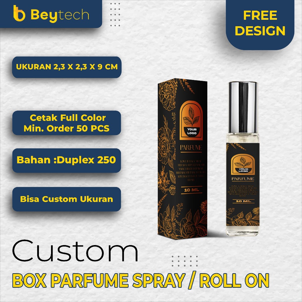 Jual Box Parfum Roll On Custom 10ml / Kemasan Botol 2,3x2,3x9 / Spray ...