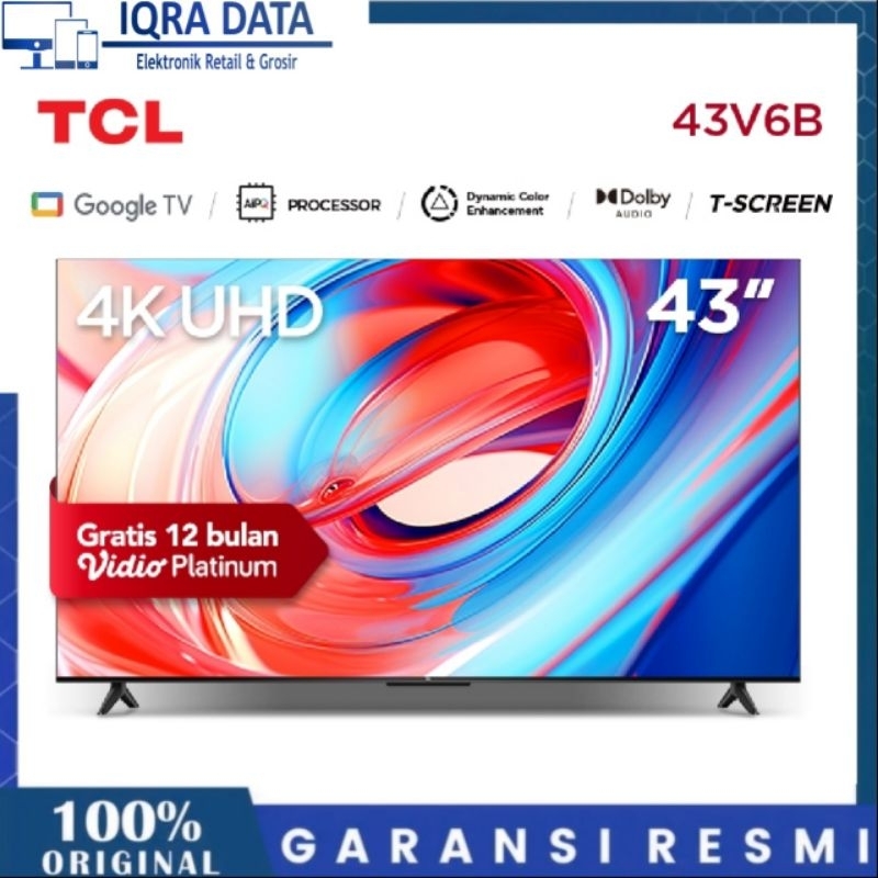 Jual TV TCL 43V6B 43 INCH GOOGLE TV UHD 4K - Dolby Audio - Youtube/Netflix - Bluetooth - Wifi ...