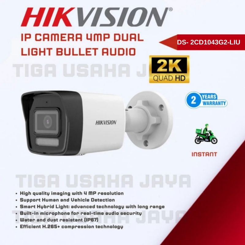 Jual DS-2CD1043G2-LIU - Hikvision IP Camera 4 Mp Dual Light Bullet Audio | Shopee Indonesia