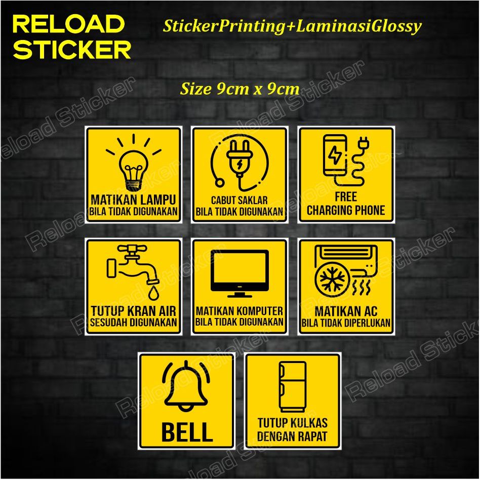 Jual Stiker Matikan Lampu Tutup Kran Air Matikan Komputer Matikan AC ...