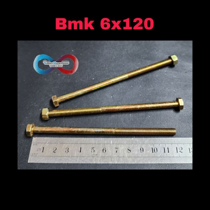 Jual BOX - baut mur kuning / bmk M 6×120 ( isi 125 pcs ) | Shopee Indonesia